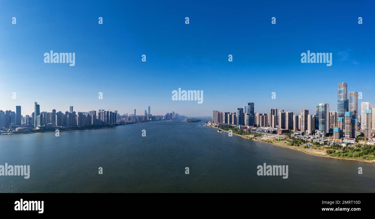 Financial center complex scenery aerial changsha xiangjiang river in ...
