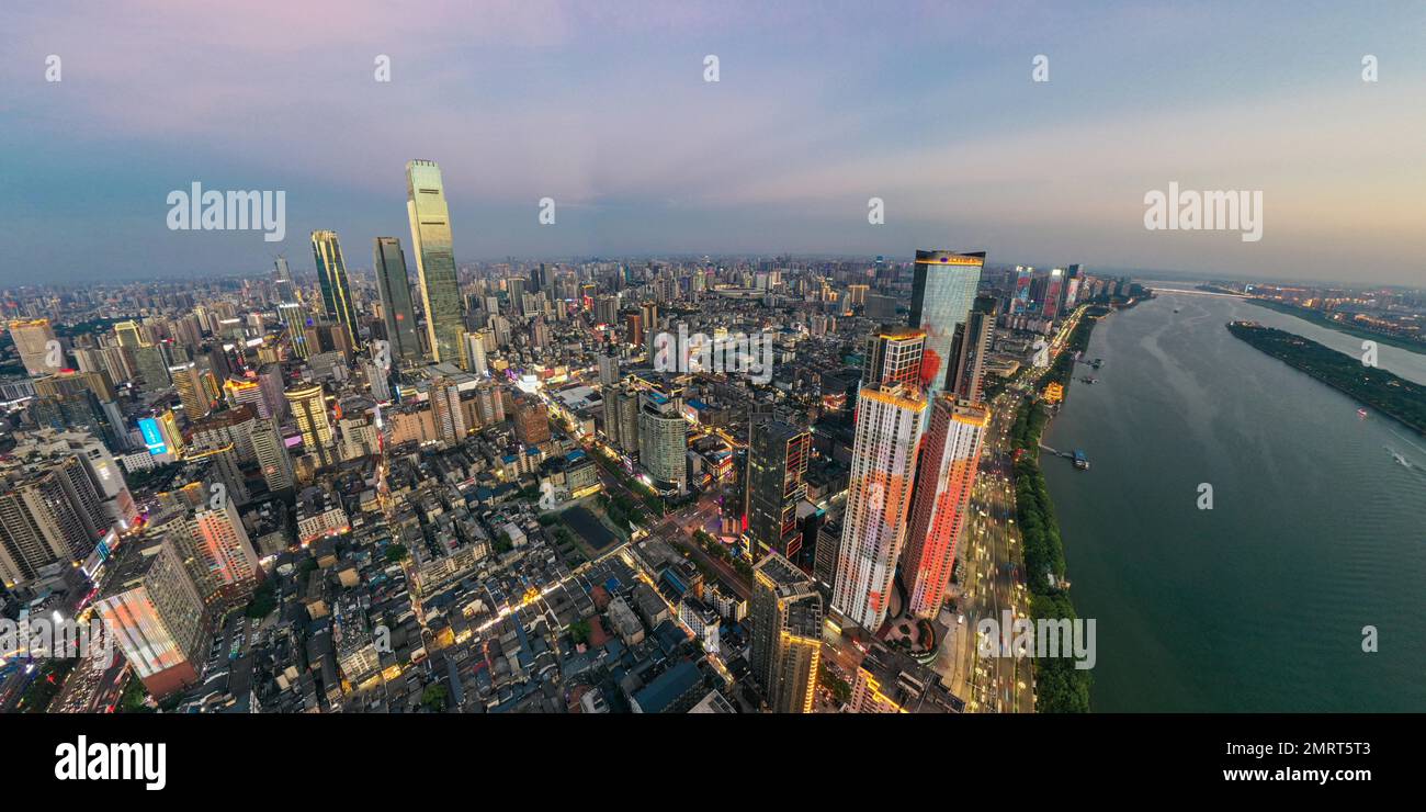 Changsha city night scene aerial panorama Stock Photo - Alamy