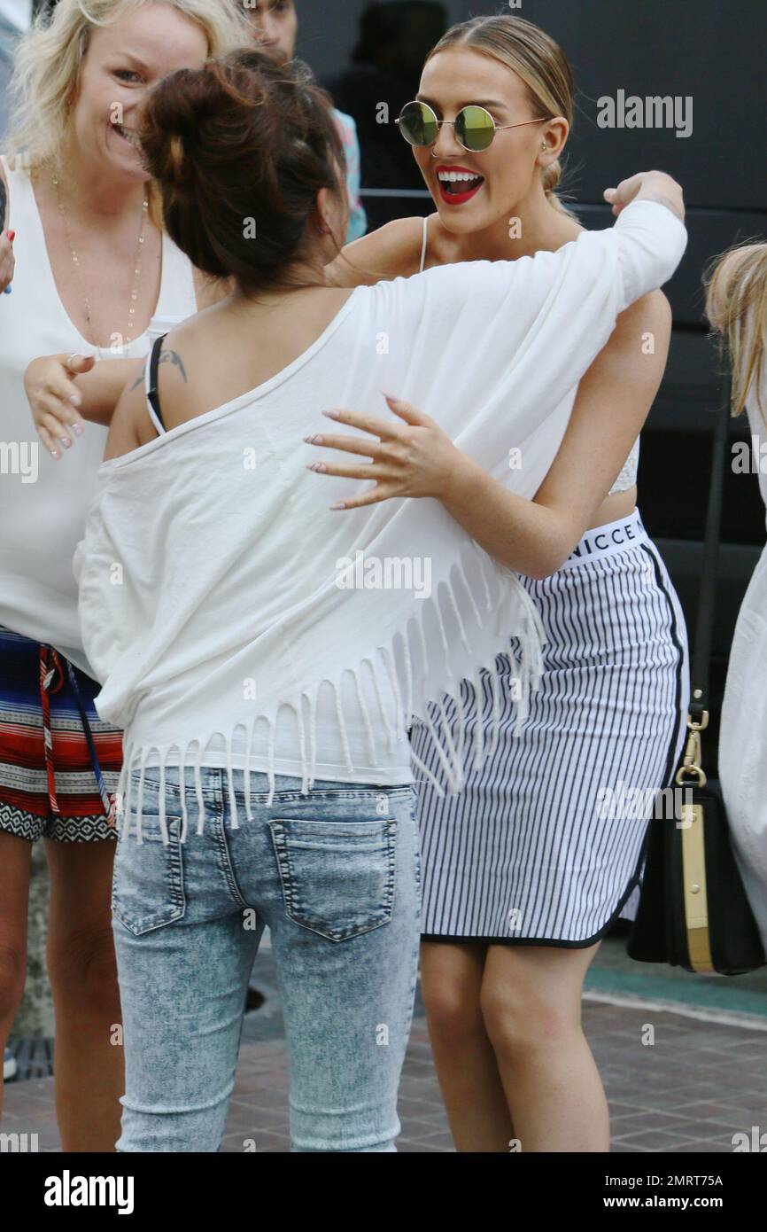 Little Mix arrives at a studio for an interview. Los Angeles, CA. 6th ...