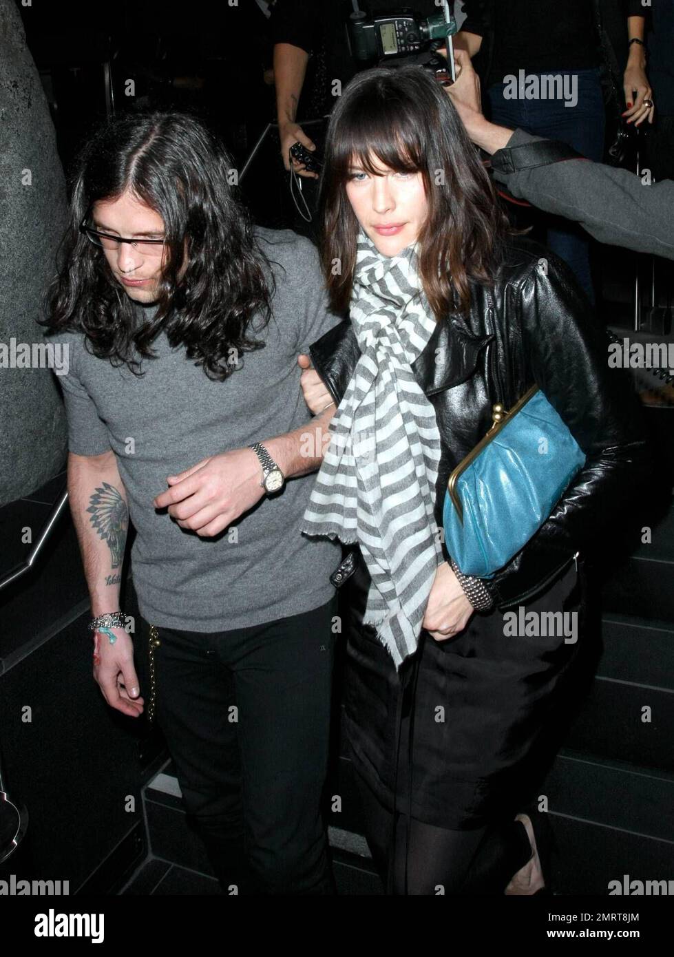 Actress Liv Tyler and a male friend arrive at the restaurant Katsuya ...