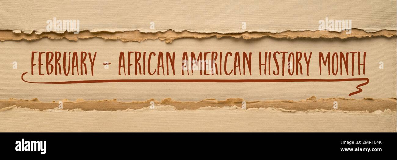 February - Black History Month banner, e handwriting on an art paper ...