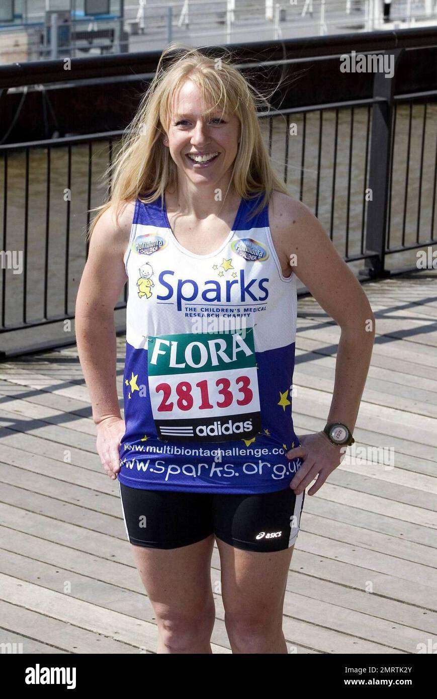 Gail Emms attends a photocall for the 2009 Flora London Marathon held ...