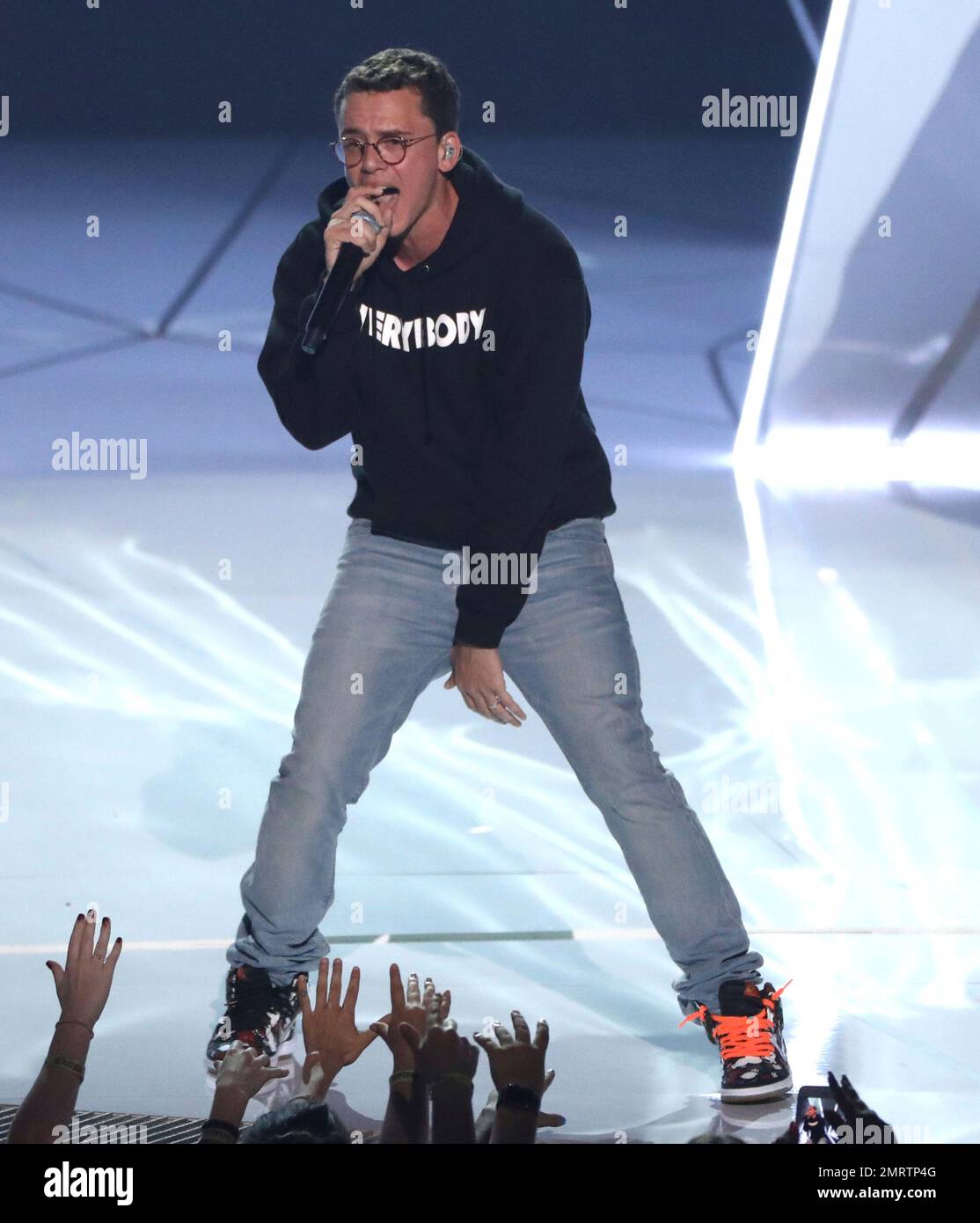 Logic performs "1-800-272-8255" at the MTV Video Music Awards at The ...
