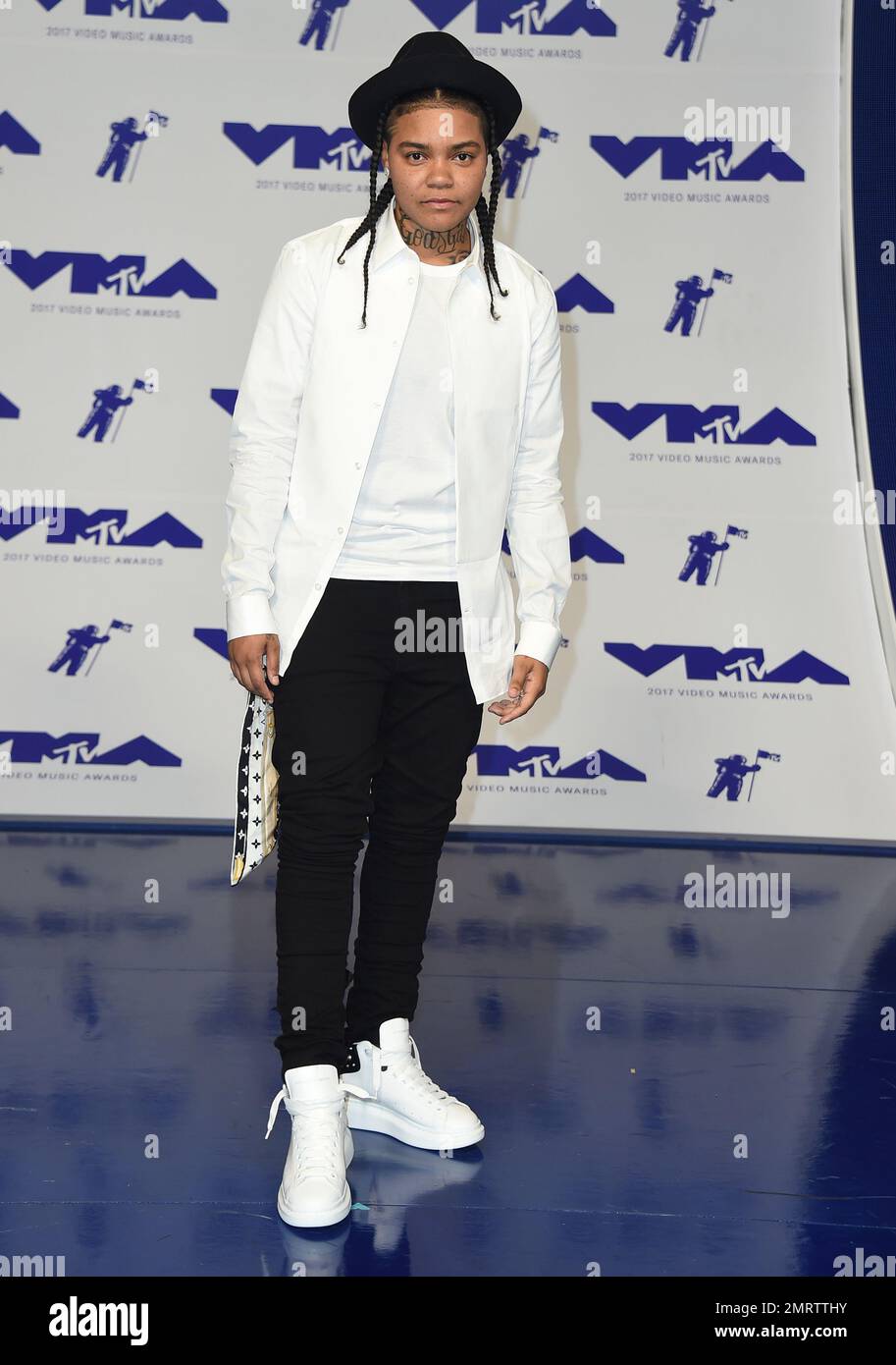 Young M.A arrives at the MTV Video Music Awards at The Forum on Sunday ...