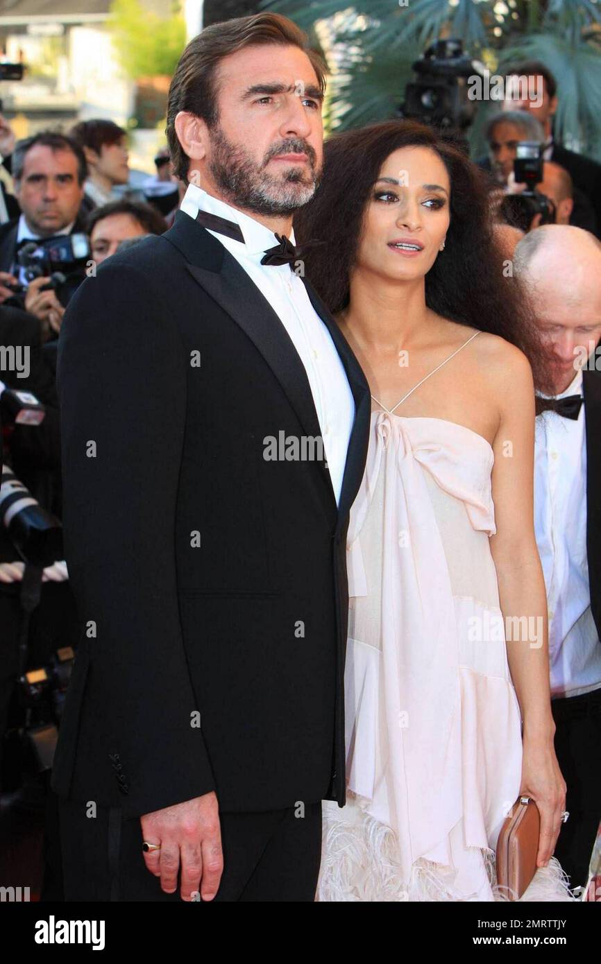 Eric Cantona and wife Rachida Brakni attends the premiere of "Looking ...