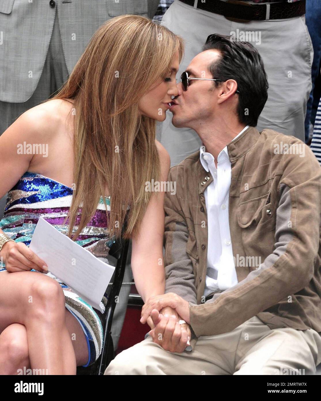 Jennifer Lopez and husband Marc Anthony looked very much in love as they watched the unveiling ...