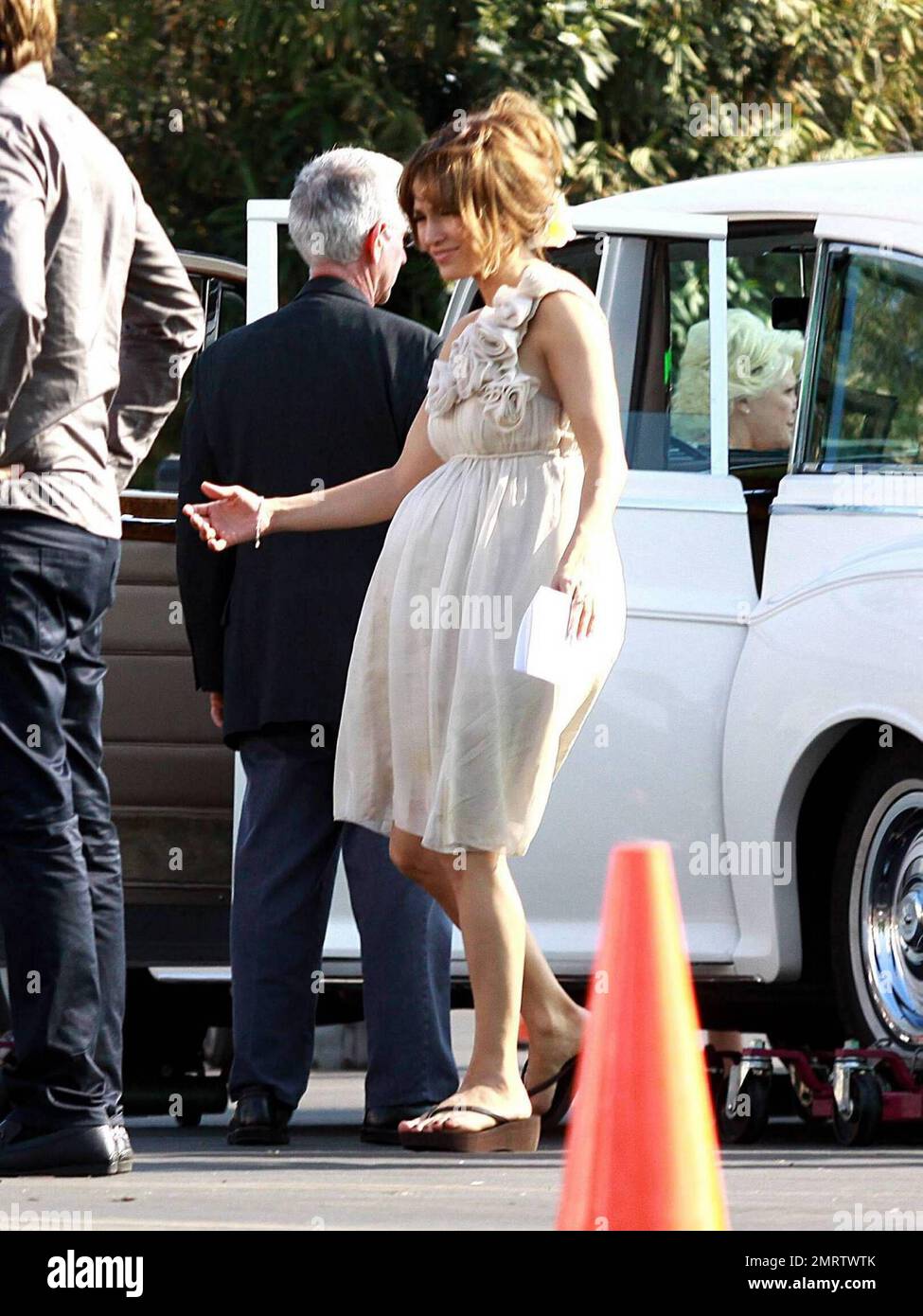 Jennifer Lopez Wears A Billowing Chiffon Dress On The Set Of Her New