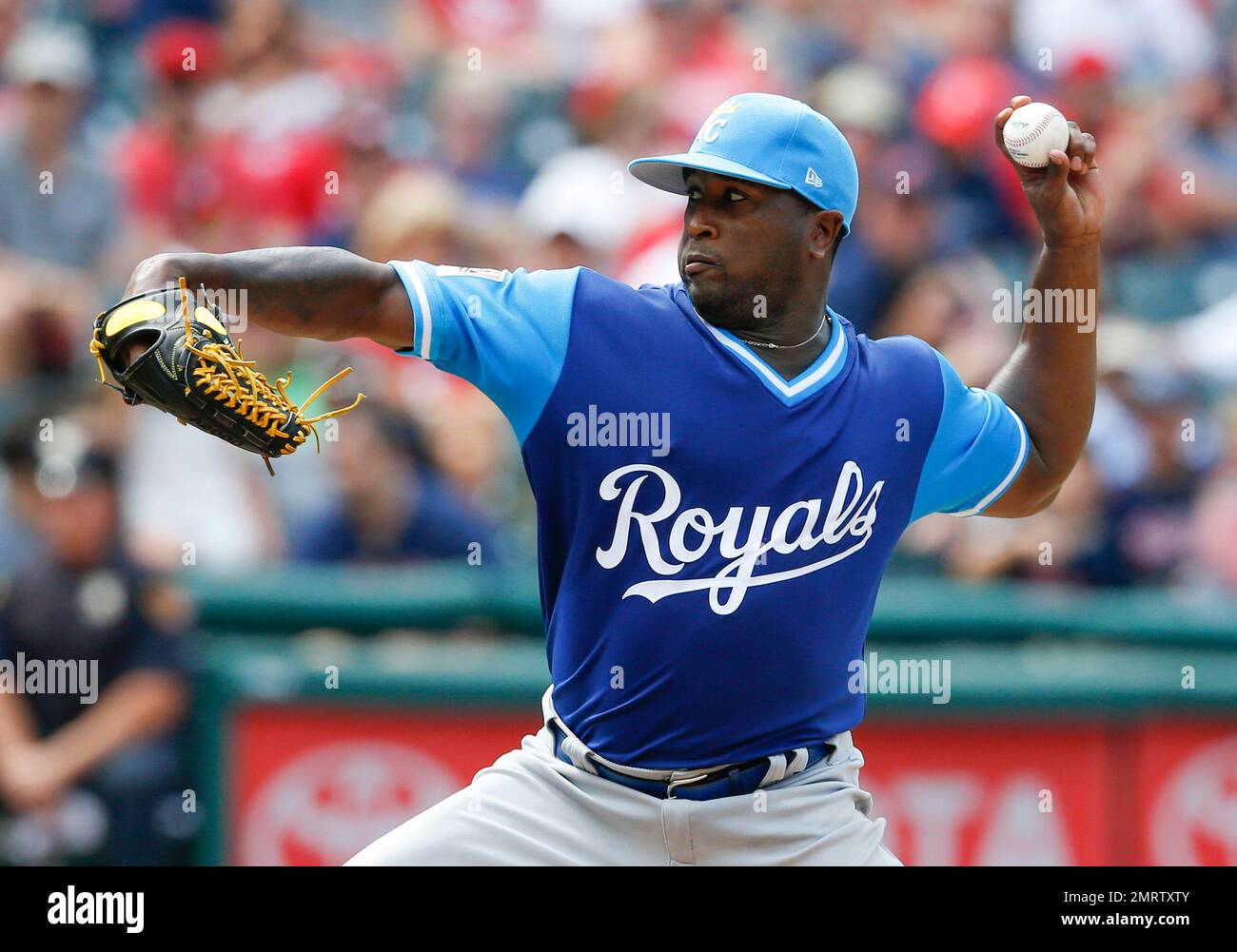 Kansas City Royals relief pitcher Onelki Garcia delivers against the ...