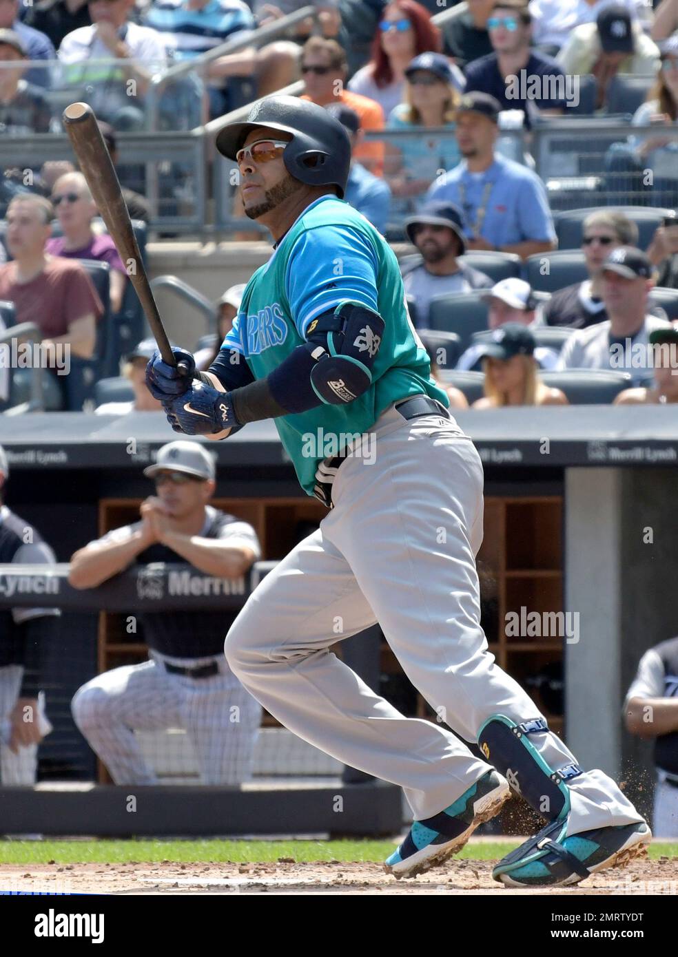 Seattle Mariners' Nelson Cruz hits an RBI-double during the first ...