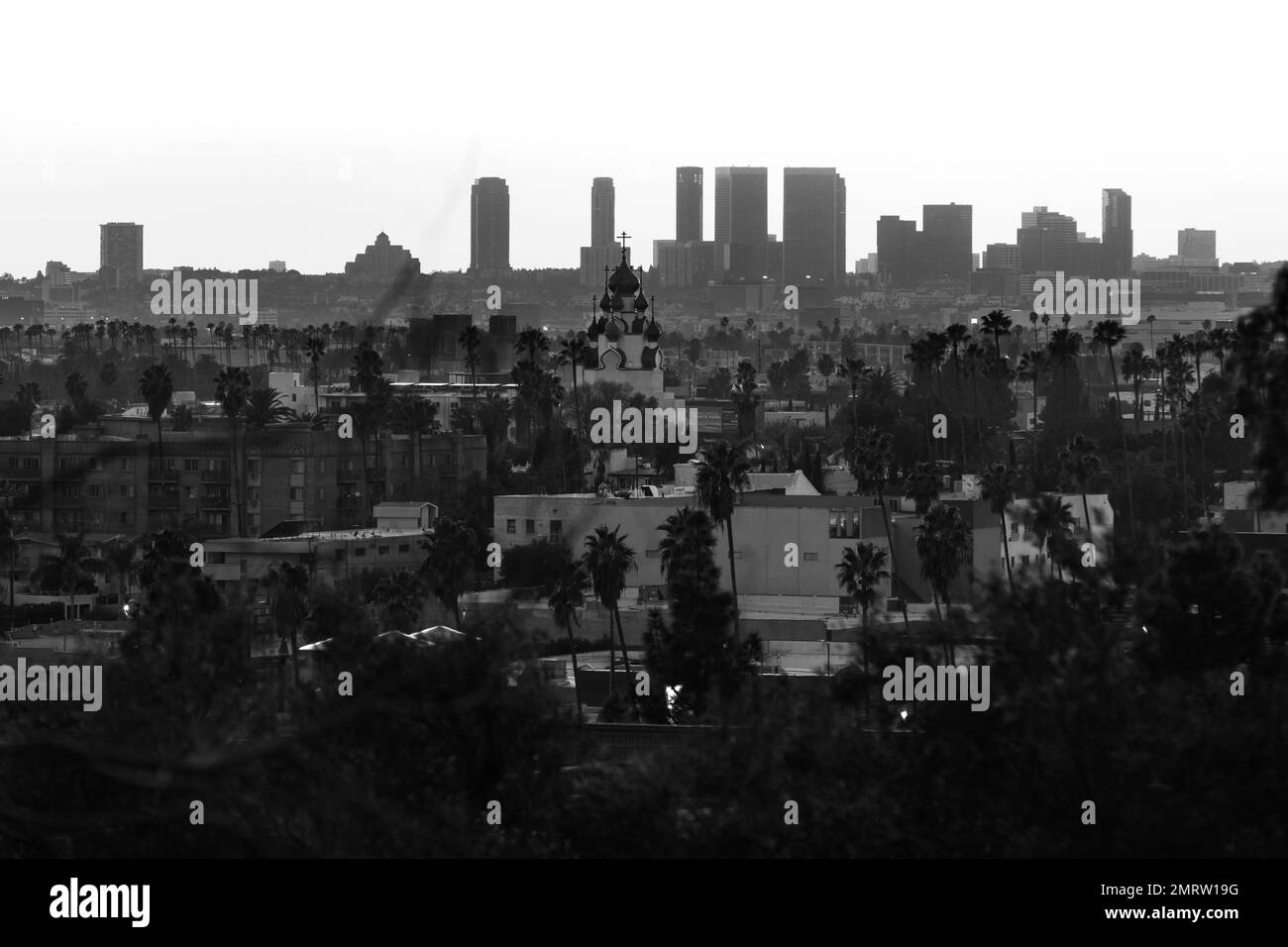 West Los Angeles Skyline Black and White Stock Photo - Alamy
