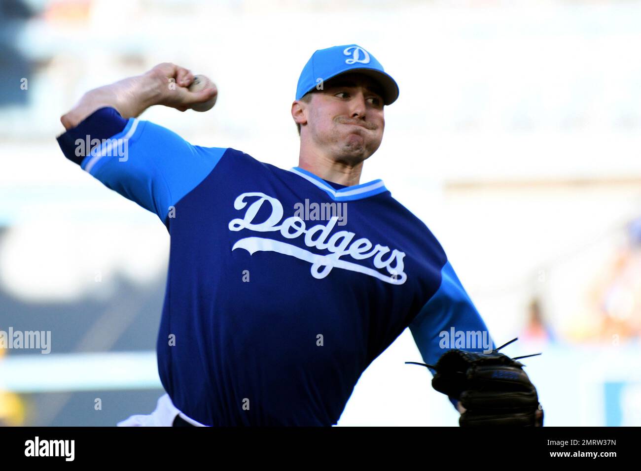 Los Angeles Dodgers pitcher Ross Stripling throws during the first ...