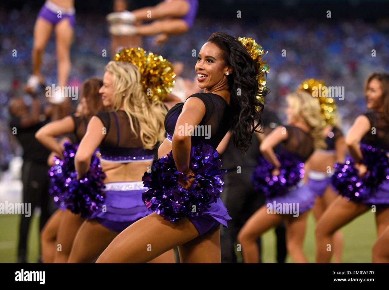 Baltimore Ravens cheerleaders perform in the first half of a preseason ...