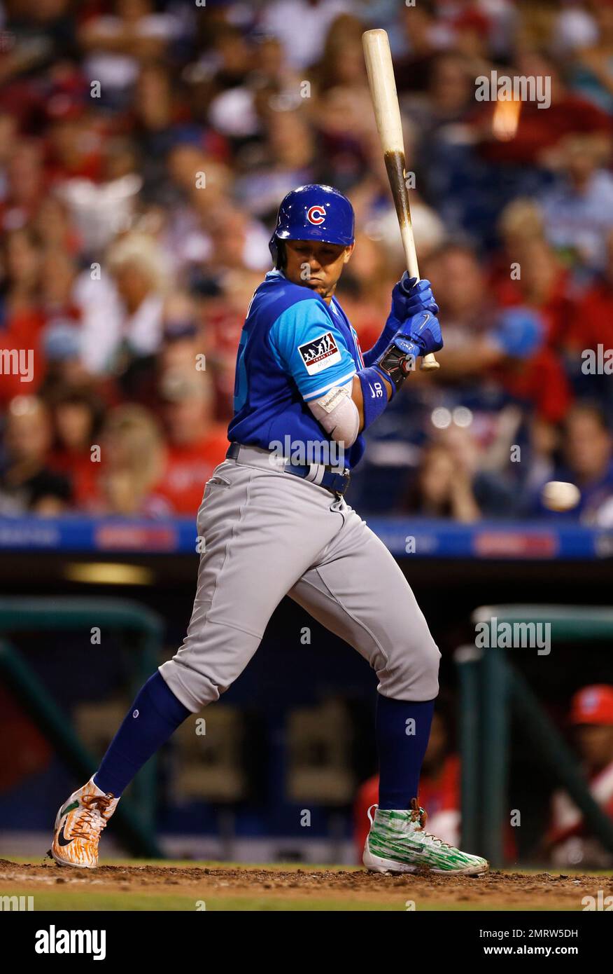 Chicago Cubs' Jon Jay ducks a close pitch by Philadelphia Phillies ...