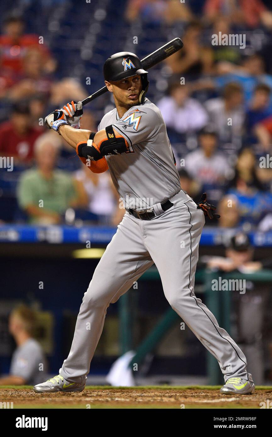Miami Marlins' Giancarlo Stanton in action during the second baseball ...