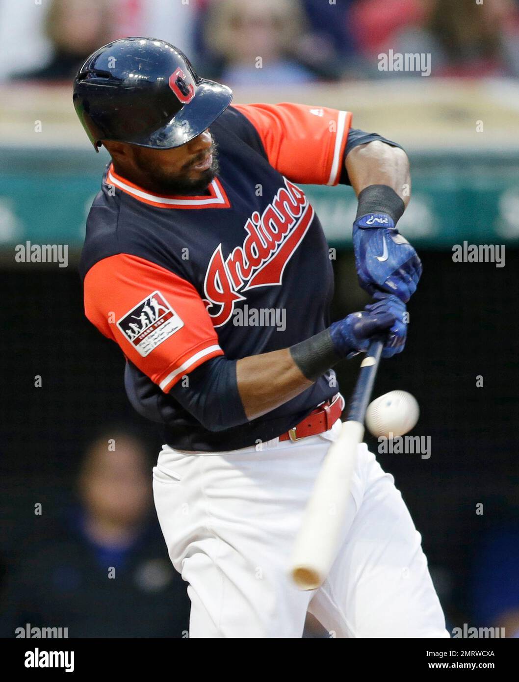 Cleveland Indians' Austin Jackson hits an RBI single off Kansas City ...