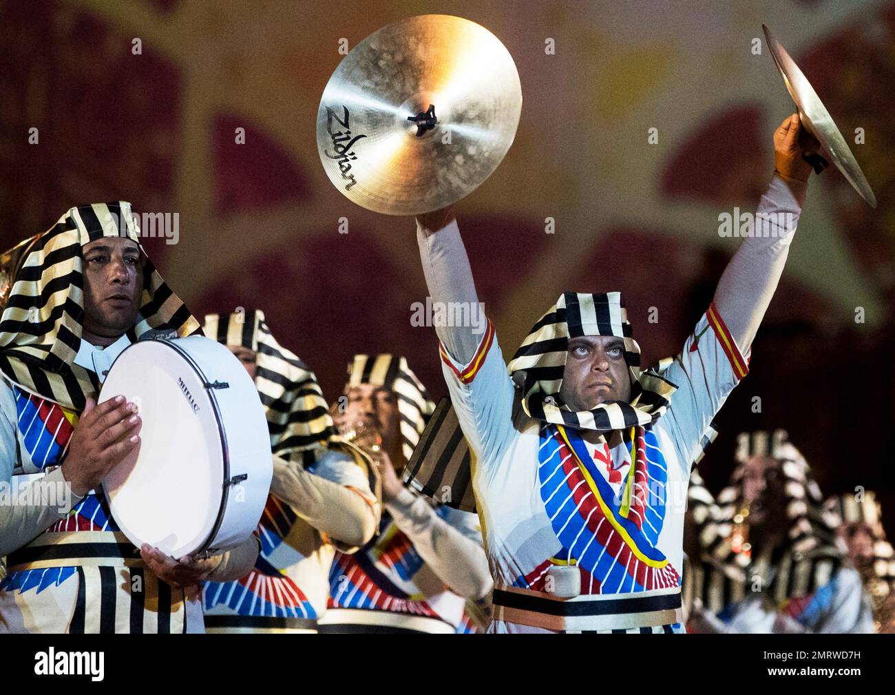 Egyptian Military Symphonic Band perform during a rehearsal of the ...