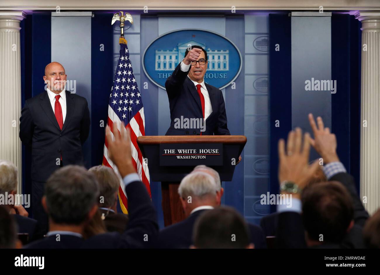 Treasury Secretary Steven Mnuchin, joined by national security adviser ...