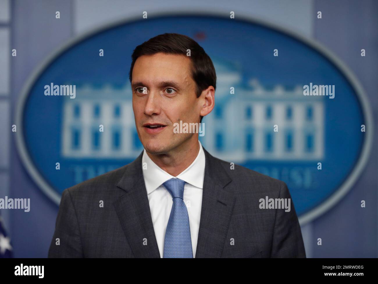Homeland Security Adviser Tom Bossert speaks during the news briefing ...