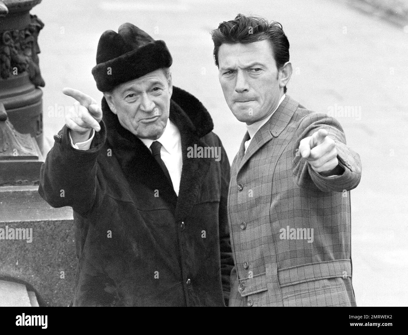 Actor Laurence Harvey, right, and producer-director Anthony Mann are ...