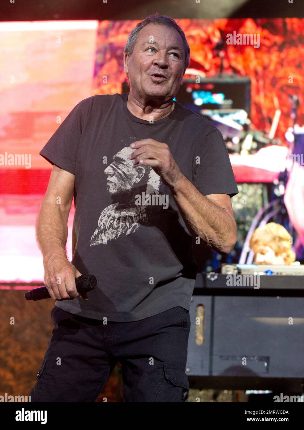 Ian Gillan of the band Deep Purple performs in concert during their ...