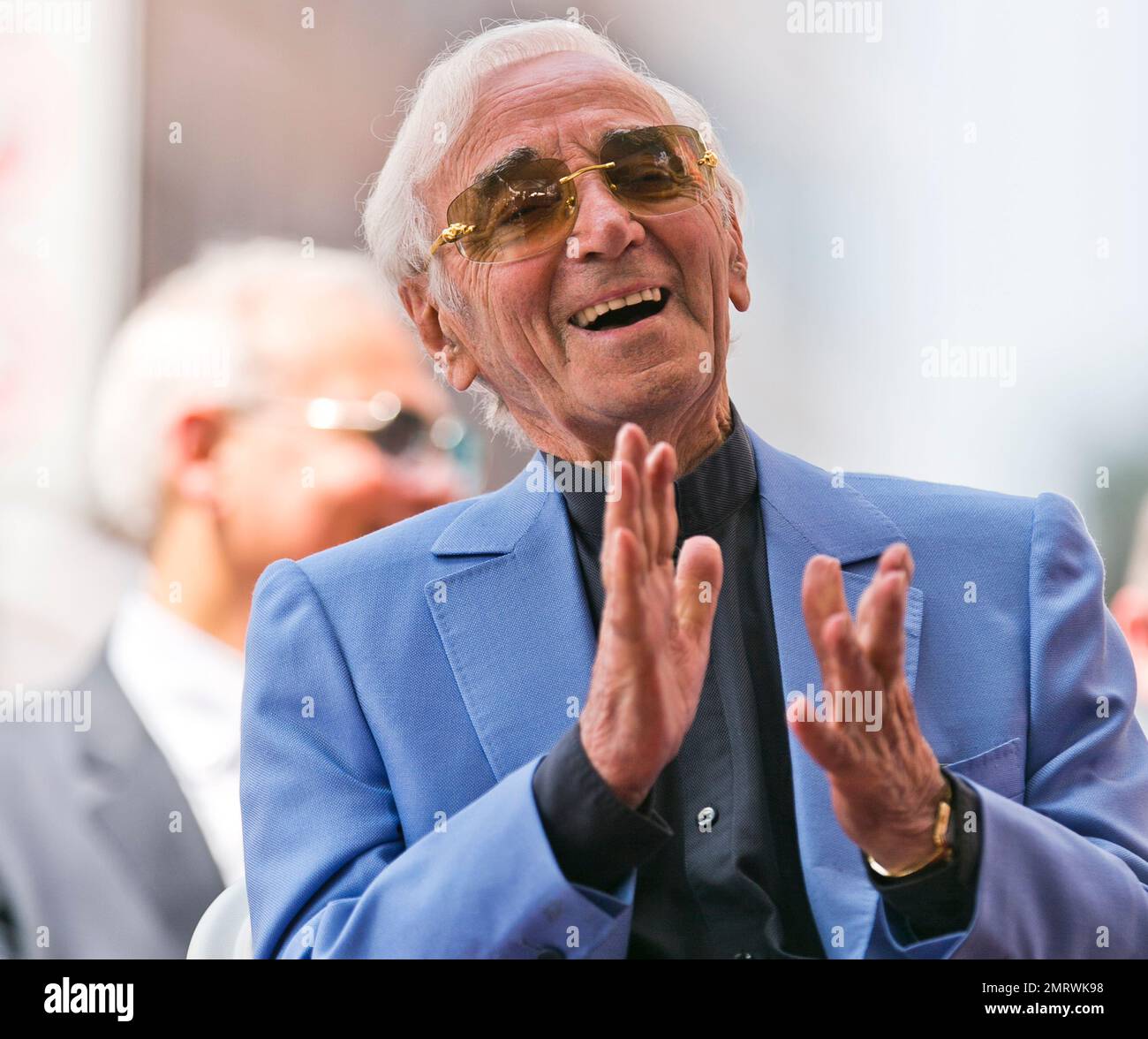 Singer and songwriter Charles Aznavour appears at a ceremony honoring ...
