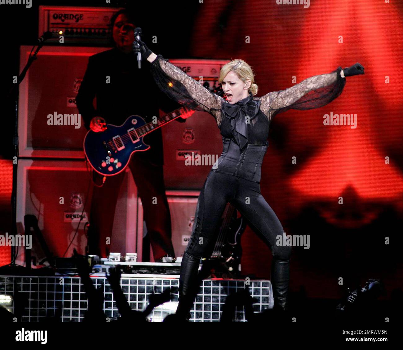 Madonna performs in concert at the American Airlines Arena in Miami ...