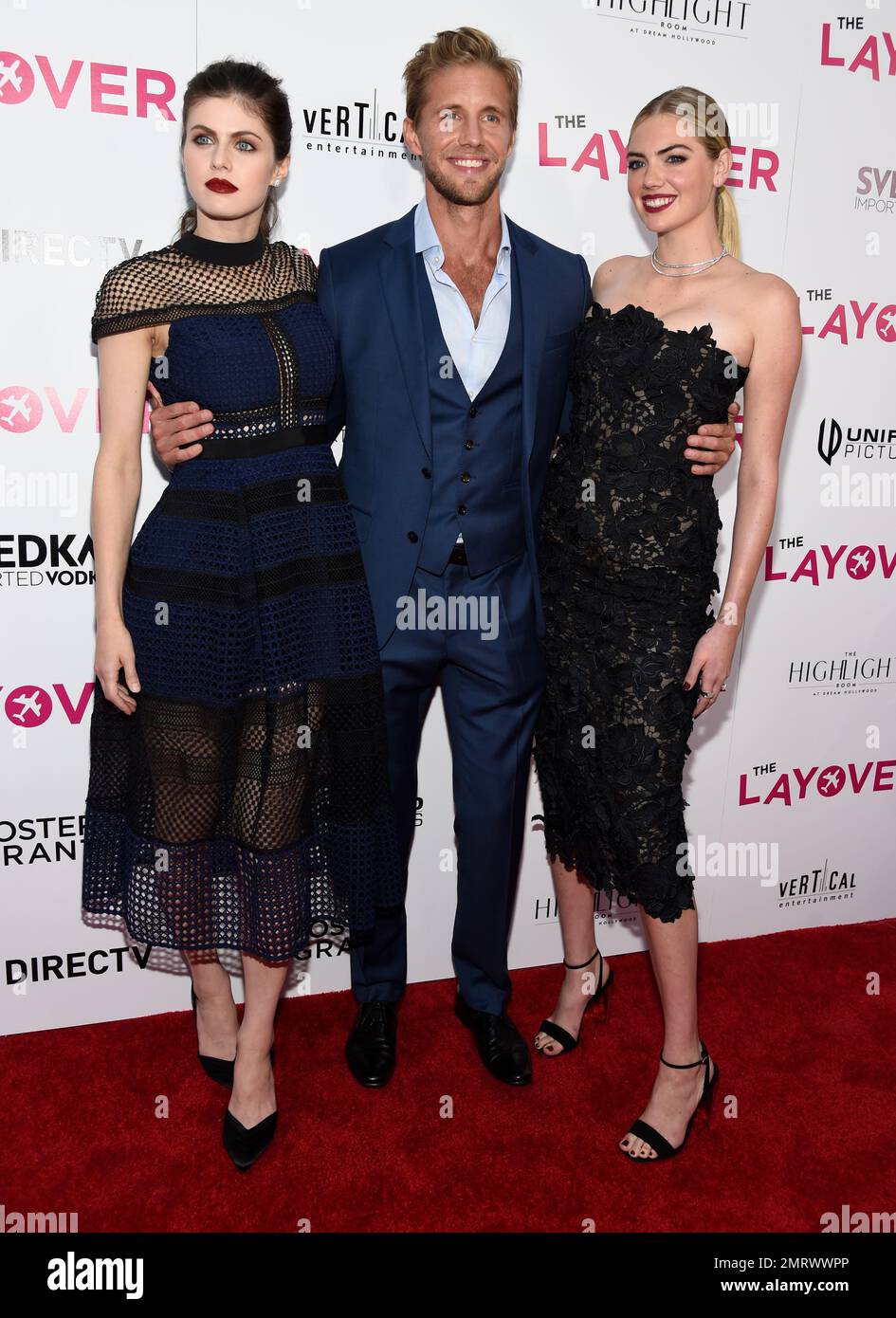 Alexandra Daddario, from left, Matt Barr and Kate Upton arrive at the ...