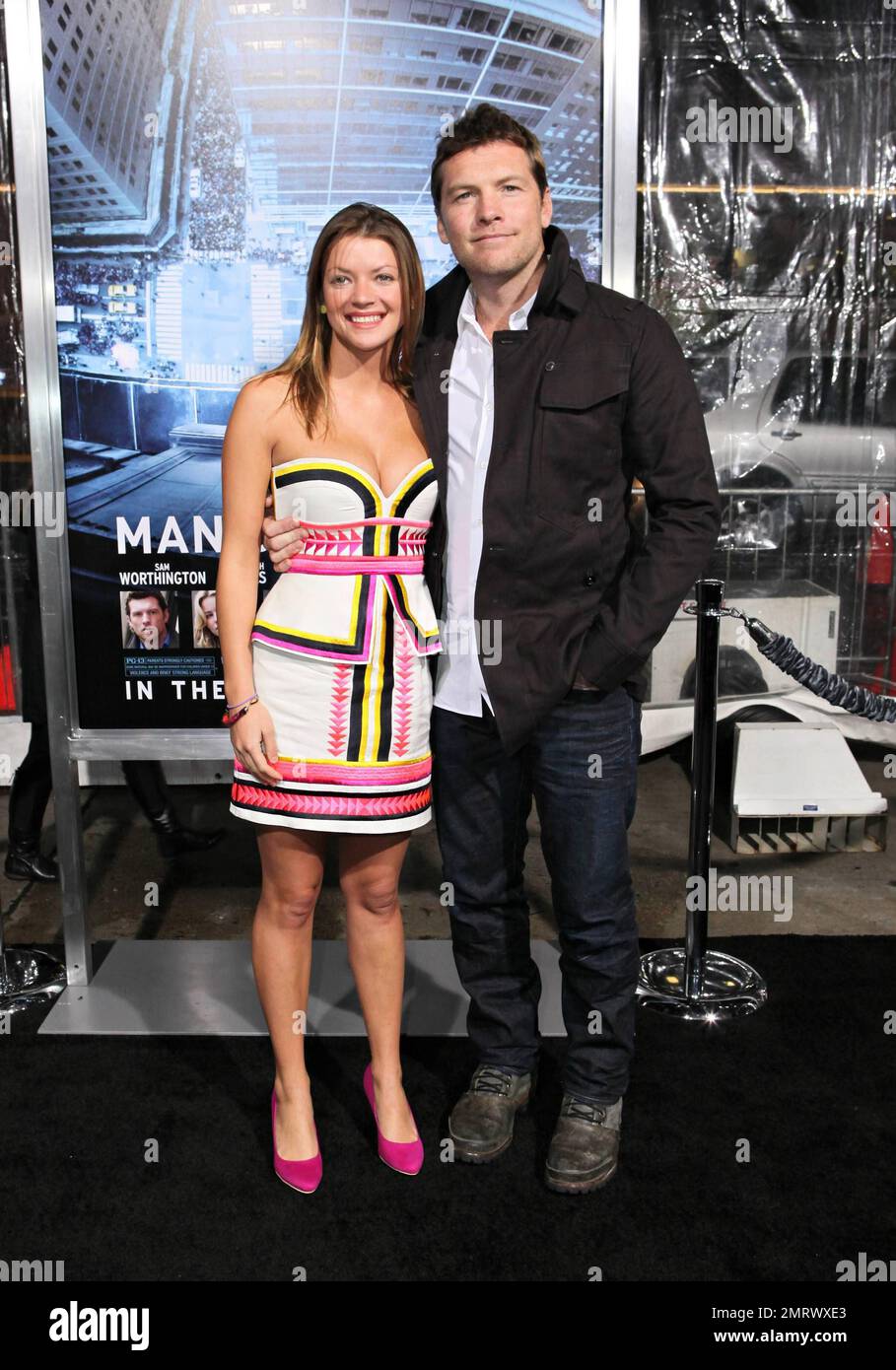 Crystal Humphries and Sam Worthington at the premiere of "Man on a ...
