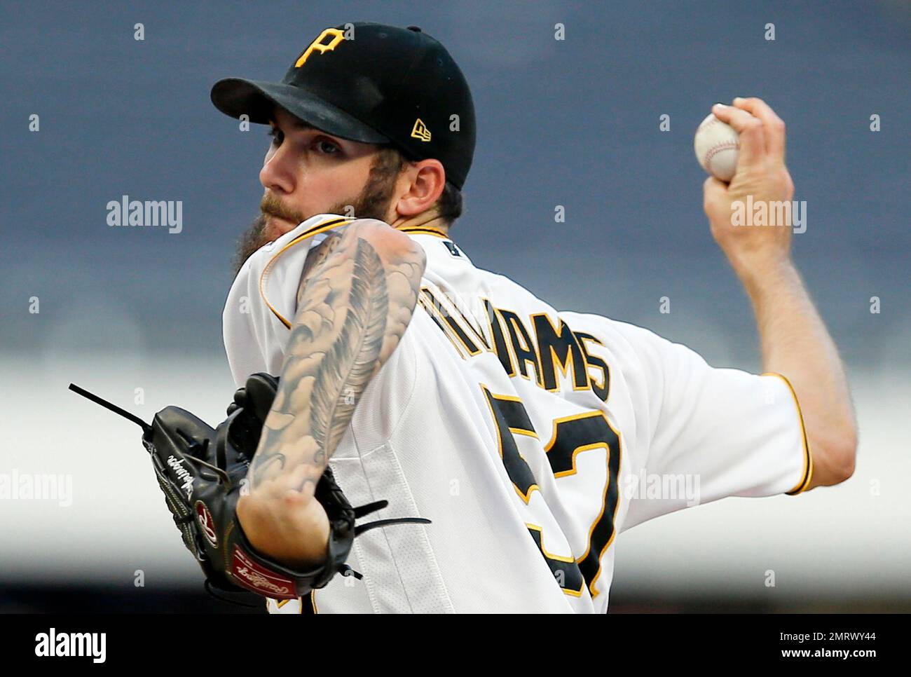 Pittsburgh Pirates starter Trevor Williams pitches against the Los ...