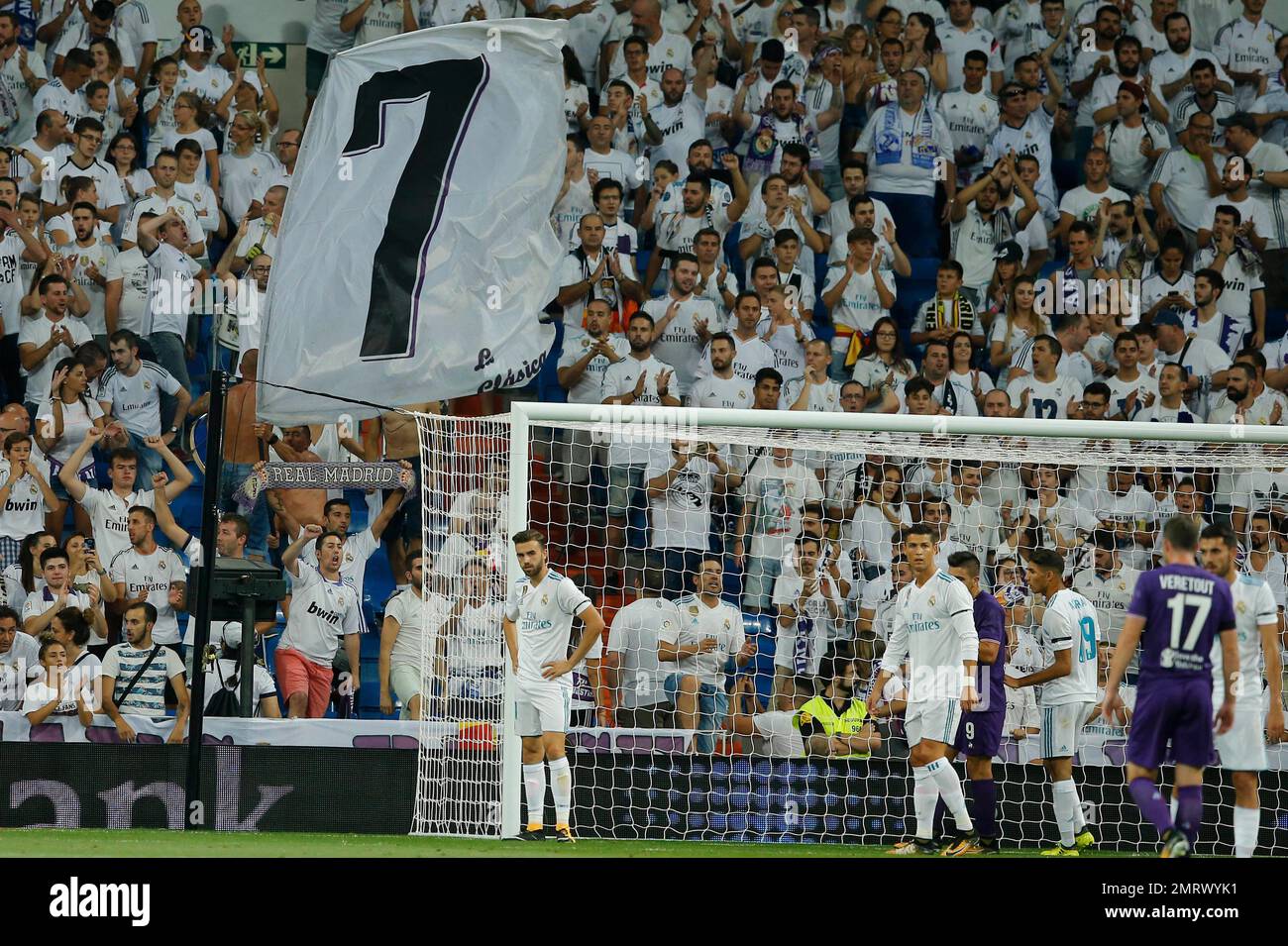 Real Madrid's Cristiano Ronaldo, 2nd left waits for a corner kick as ...
