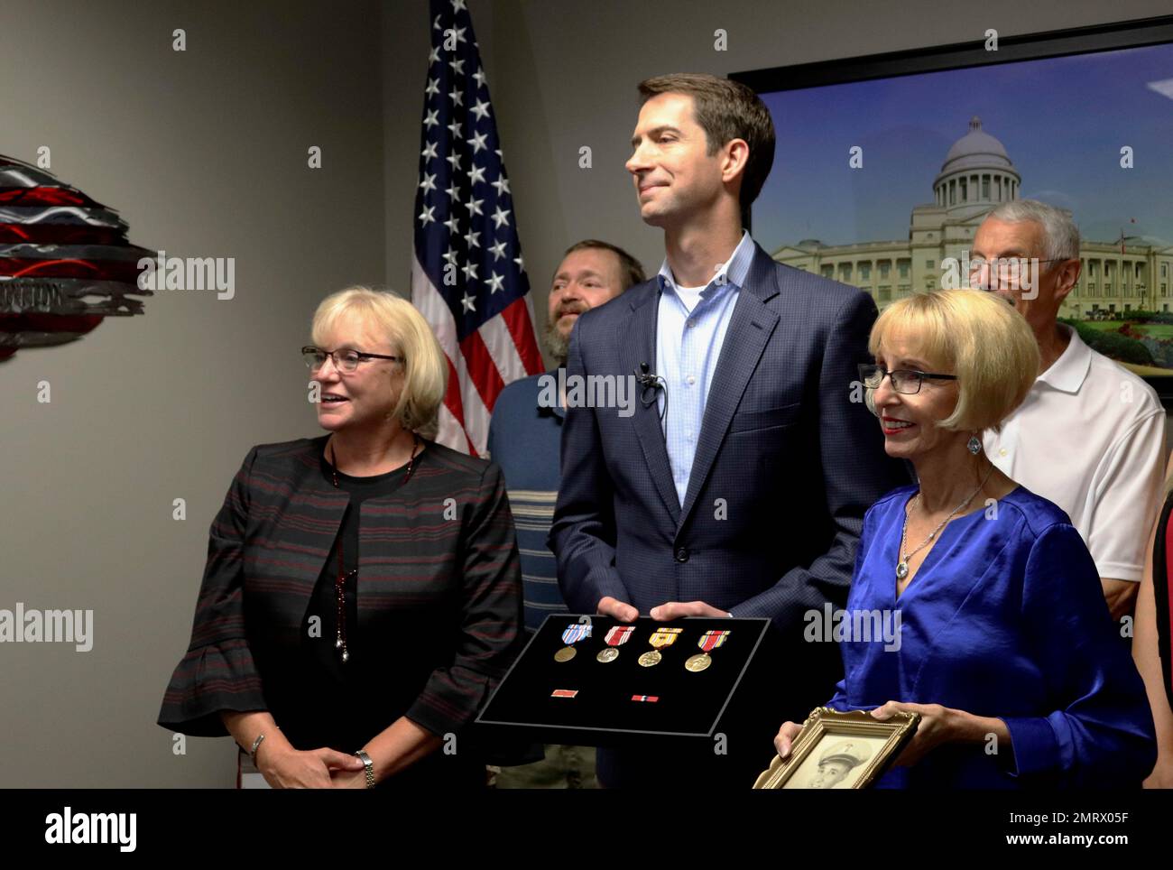 U.S. Sen. Tom Cotton, R-Ark., takes questions from reporters after ...