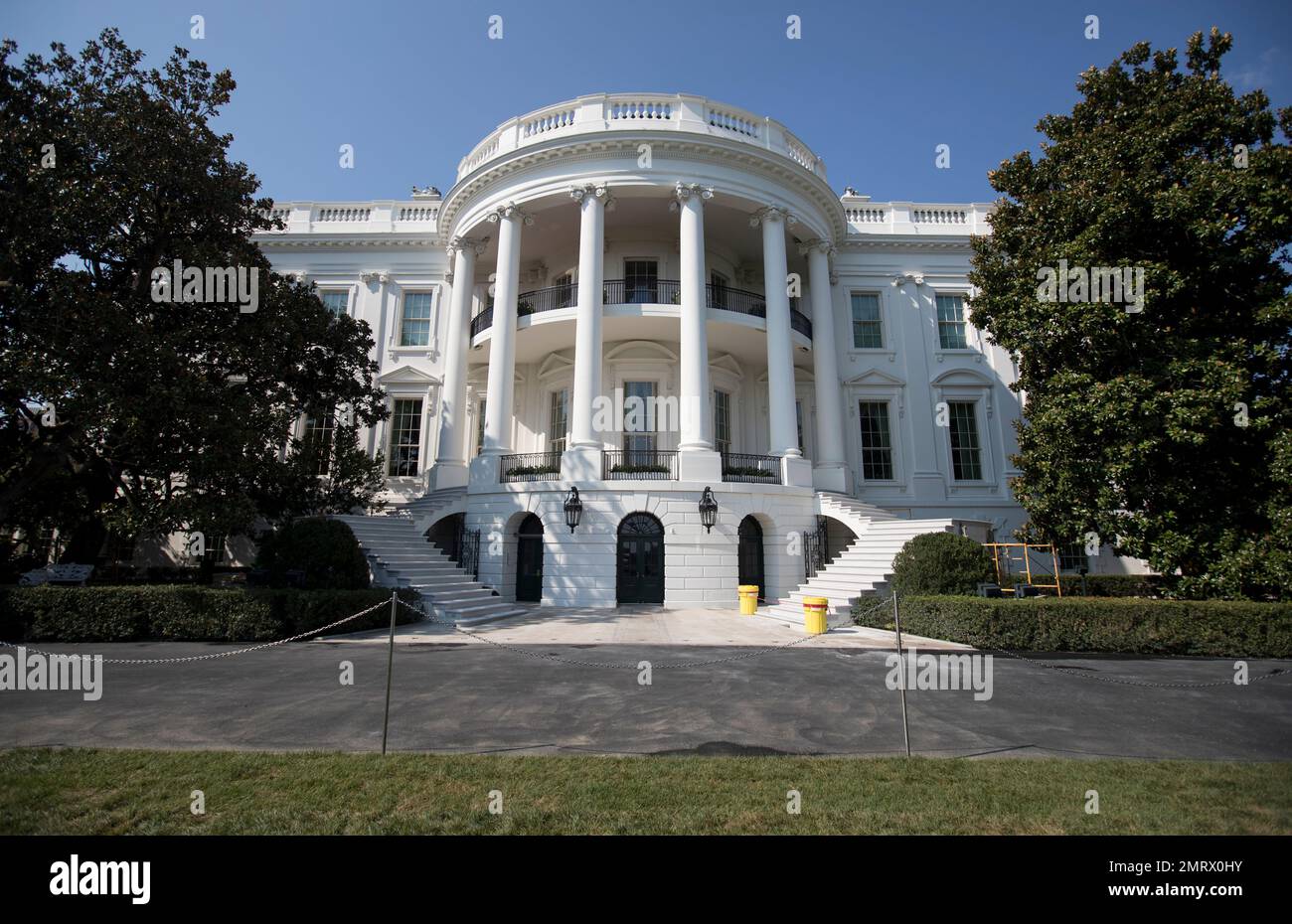 The newly renovated staircase of the South Portico porch of the White ...