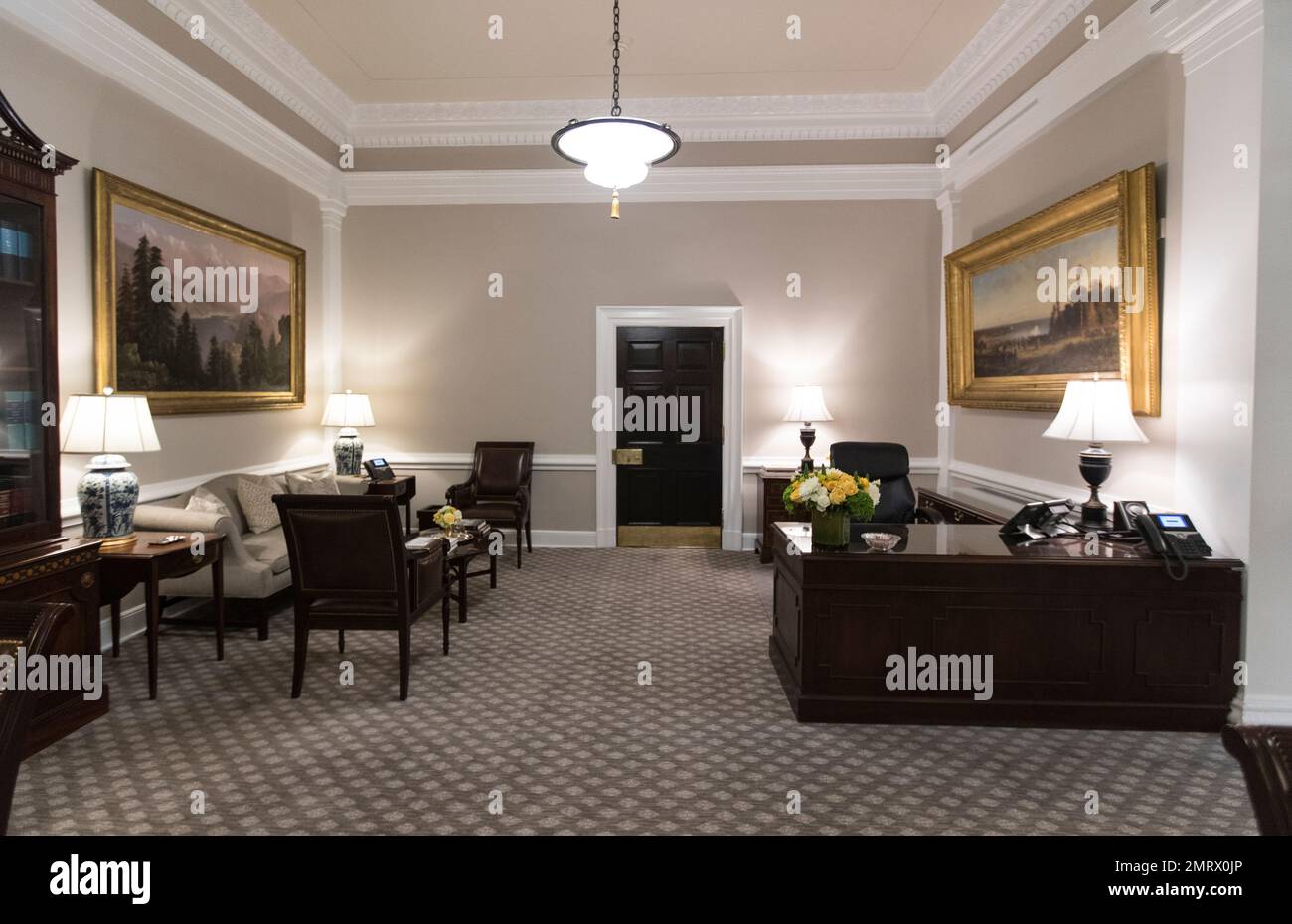 The newly renovated West Wing Lobby of the White House is seen in ...