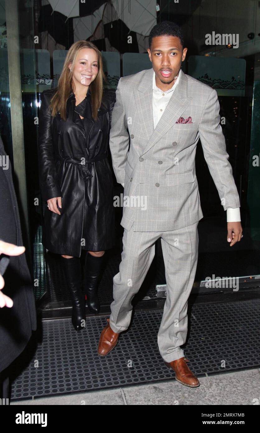 Songbird Mariah Carey and husband Nick Canon leave the restaurant Mr ...