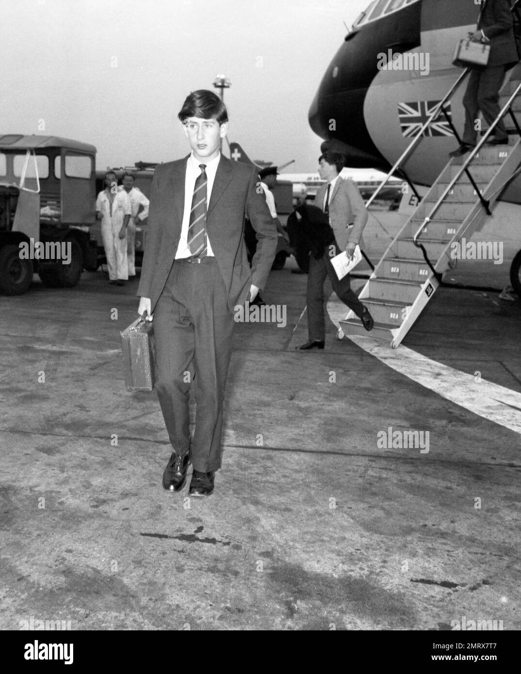 Prince Charles pictured on his arrival at London airport from Glasgow ...