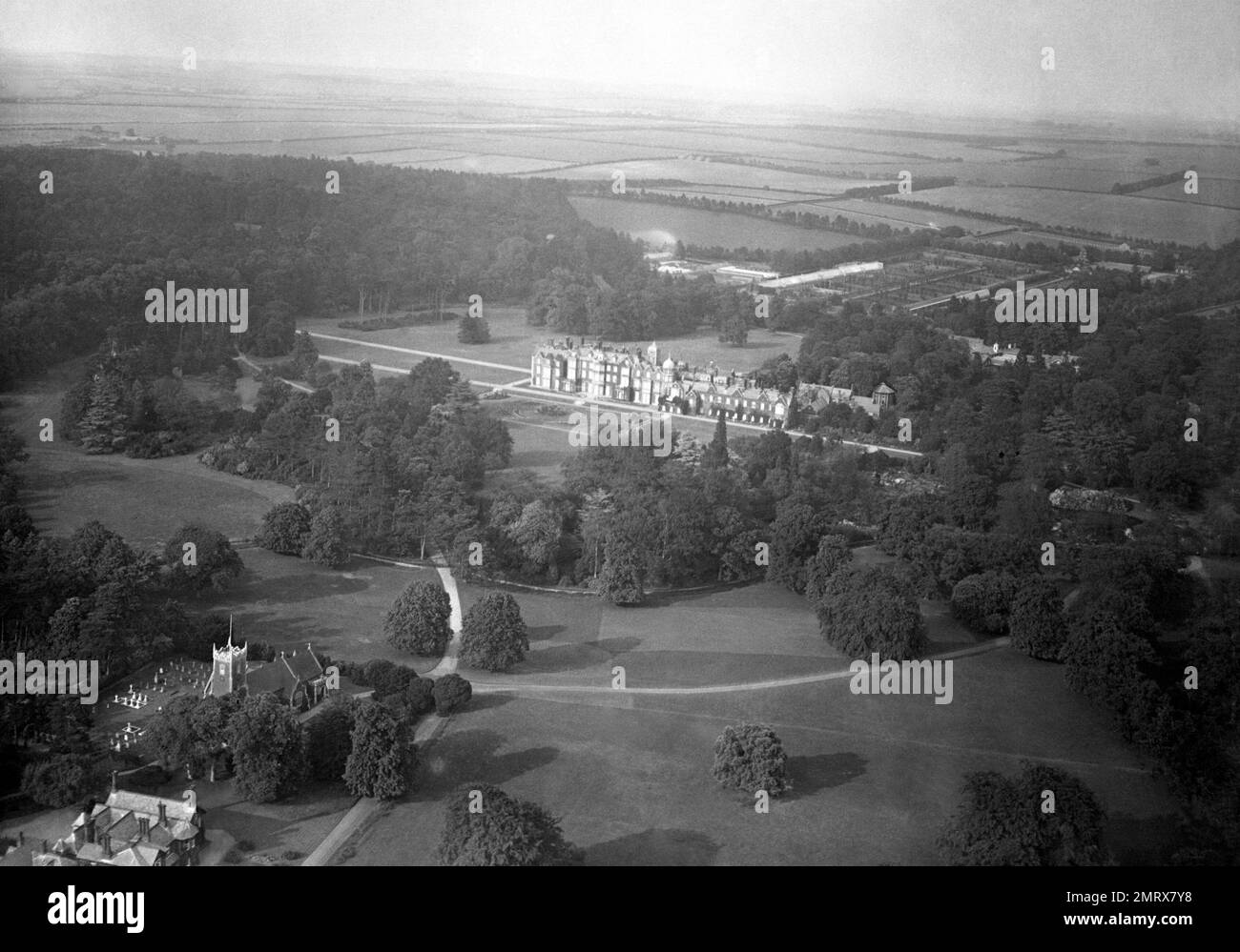 Aerial view of Sandringham estate in Norfolk during the 1930s. (AP ...
