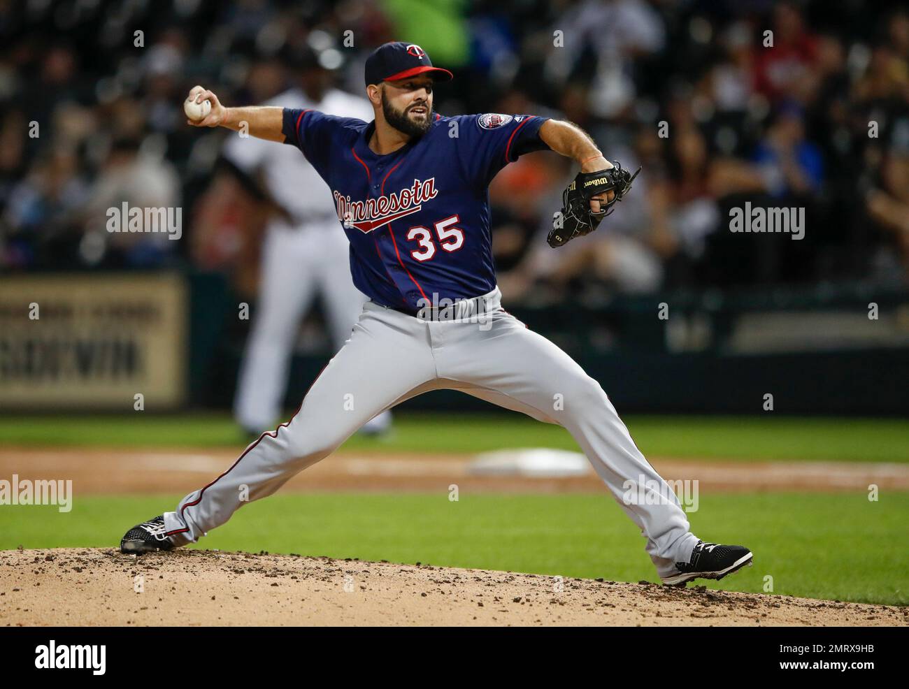 Minnesota Twins' Dillon Gee throws against the Chicago White Sox during ...