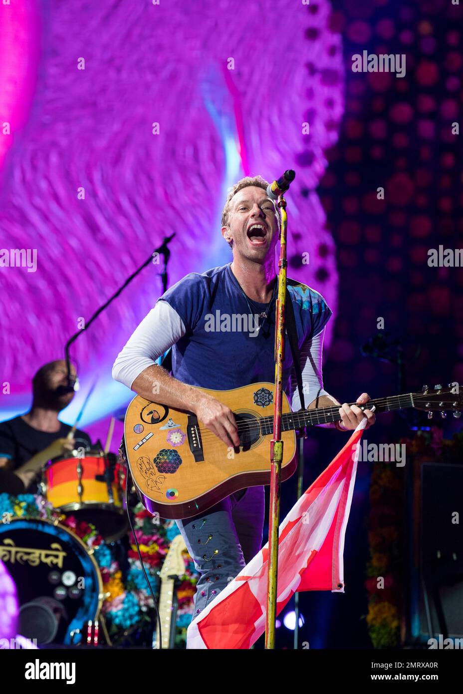 Will Champion and Chris Martin of Coldplay perform onstage at the Rogers Centre on Monday ...
