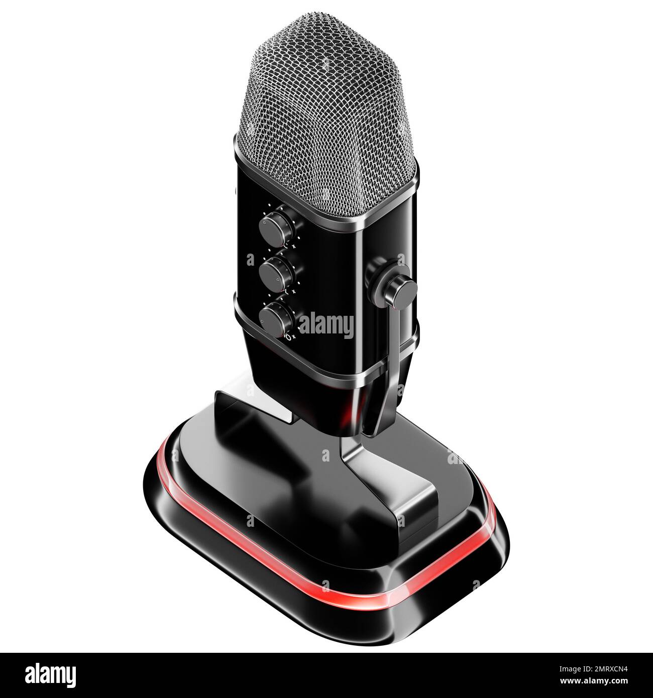 Silver microphone, model on white isolated background, 3d illustration ...