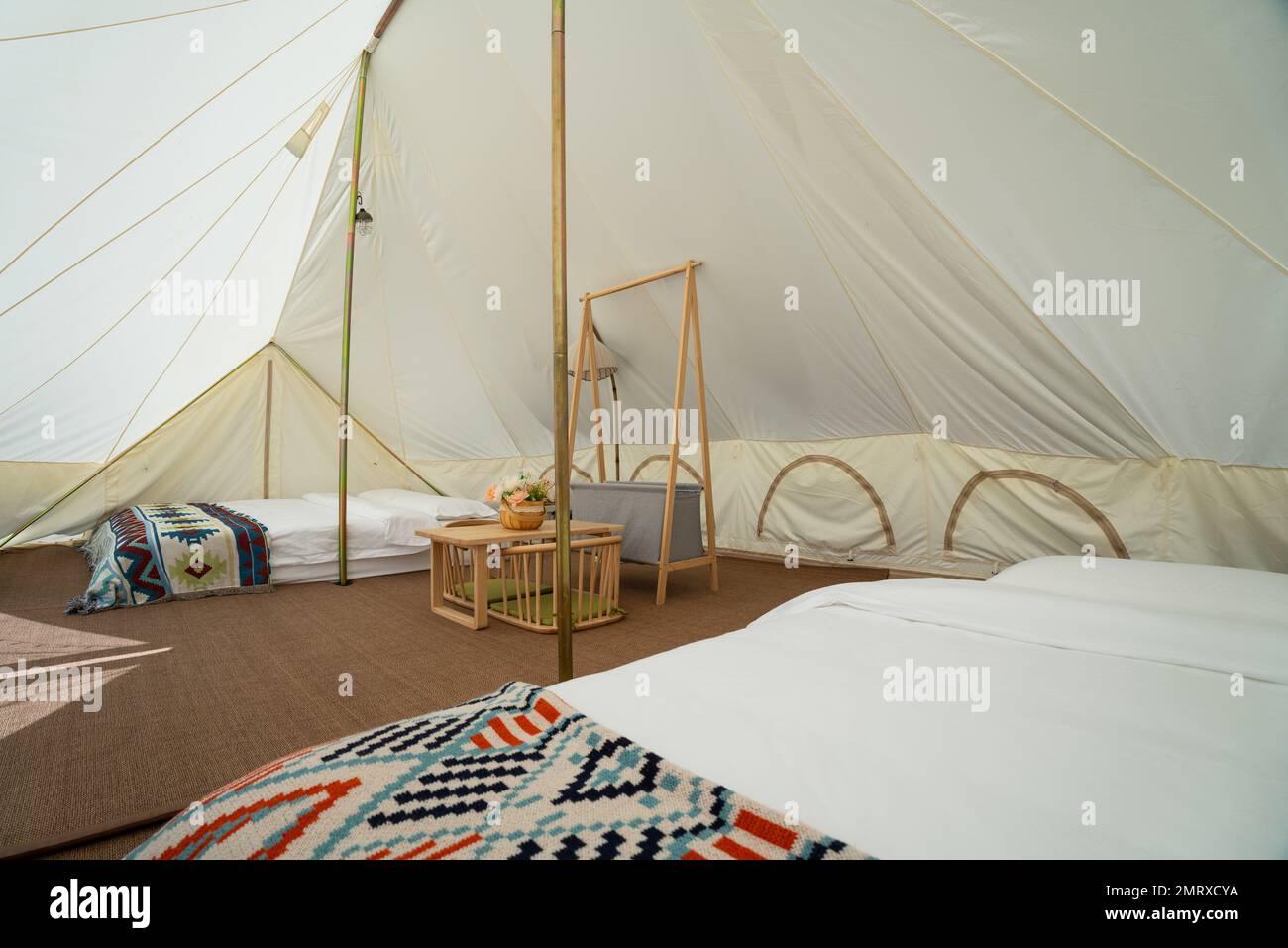The inside of the camping tents Stock Photo - Alamy