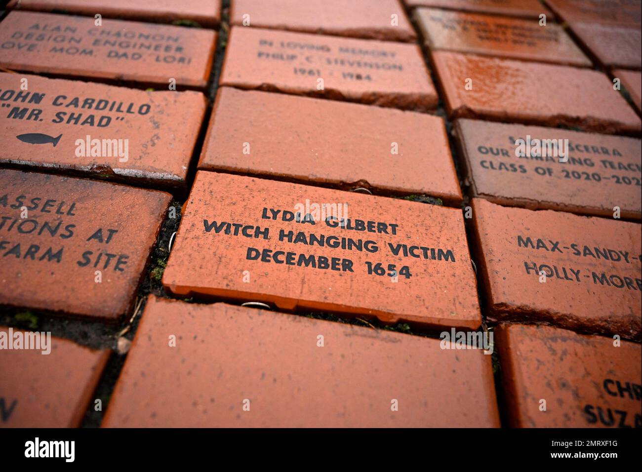 In this Tuesday, Jan. 24, 2023 photo, a brick memorializing Lydia ...