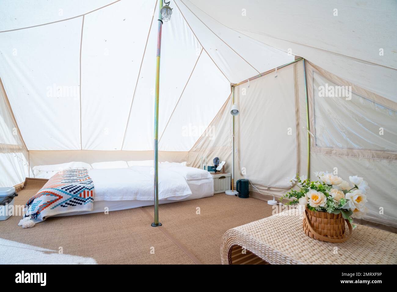 The inside of the camping tents Stock Photo - Alamy