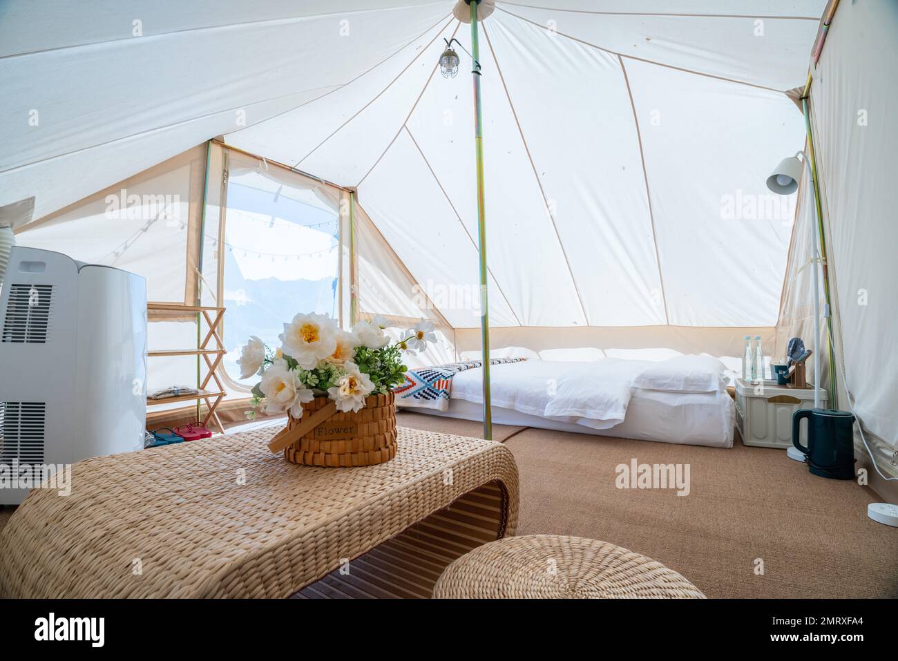 The inside of the camping tents Stock Photo - Alamy