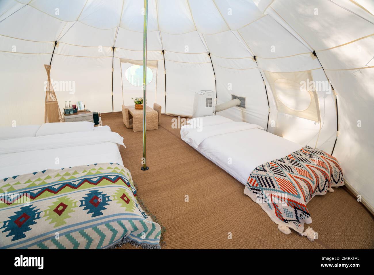 The inside of the camping tents Stock Photo - Alamy