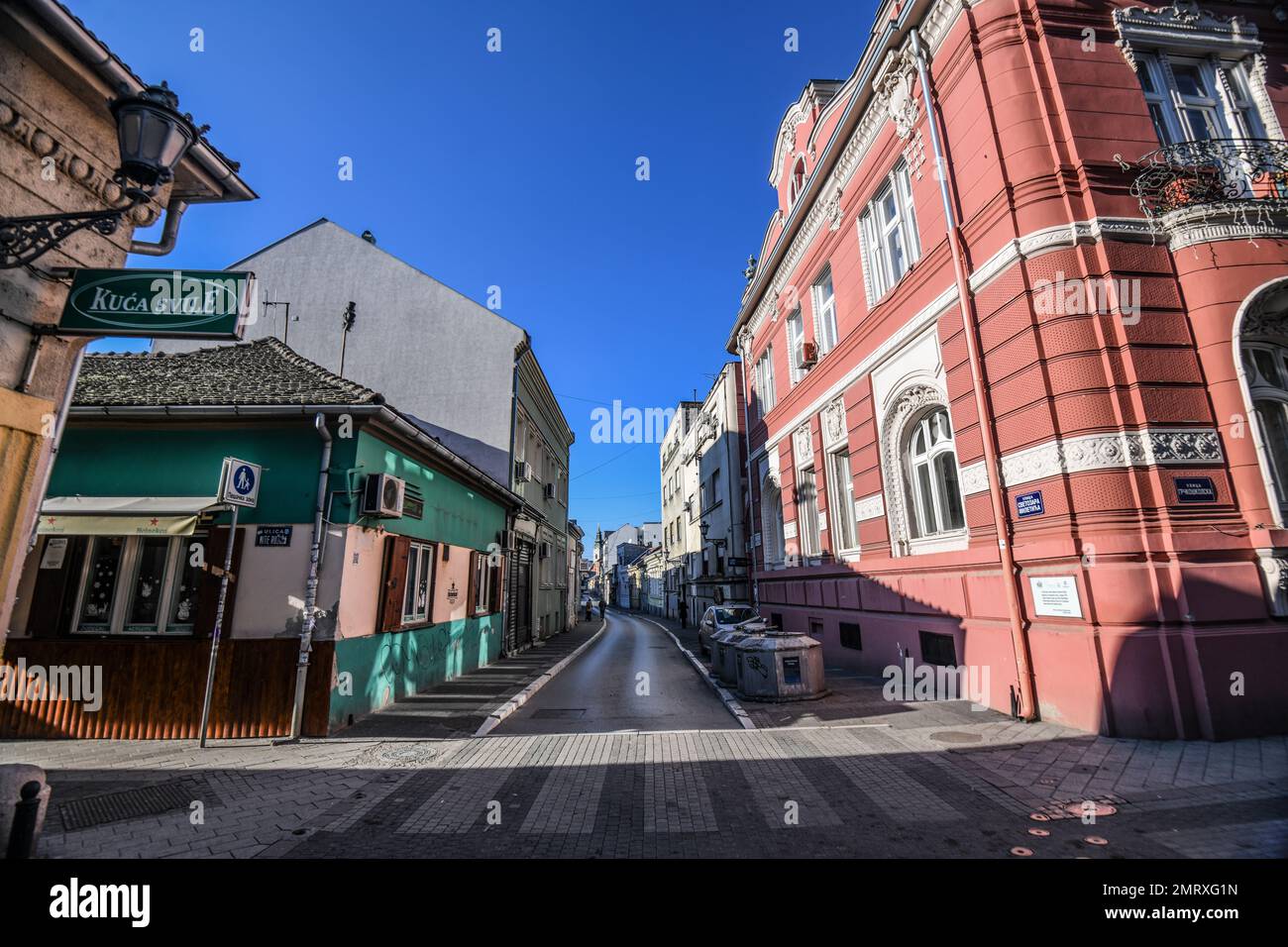 Novi Sad: street corner Svetozara Miletica - Grckoskolska. Serbia Stock ...