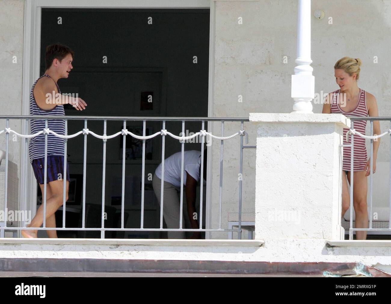 Take Thats Mark Owen And Wife Emma Relax On A Balcony At A Luxury
