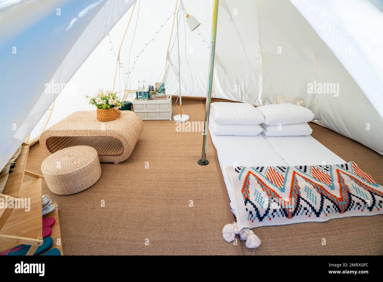 The inside of the camping tents Stock Photo - Alamy