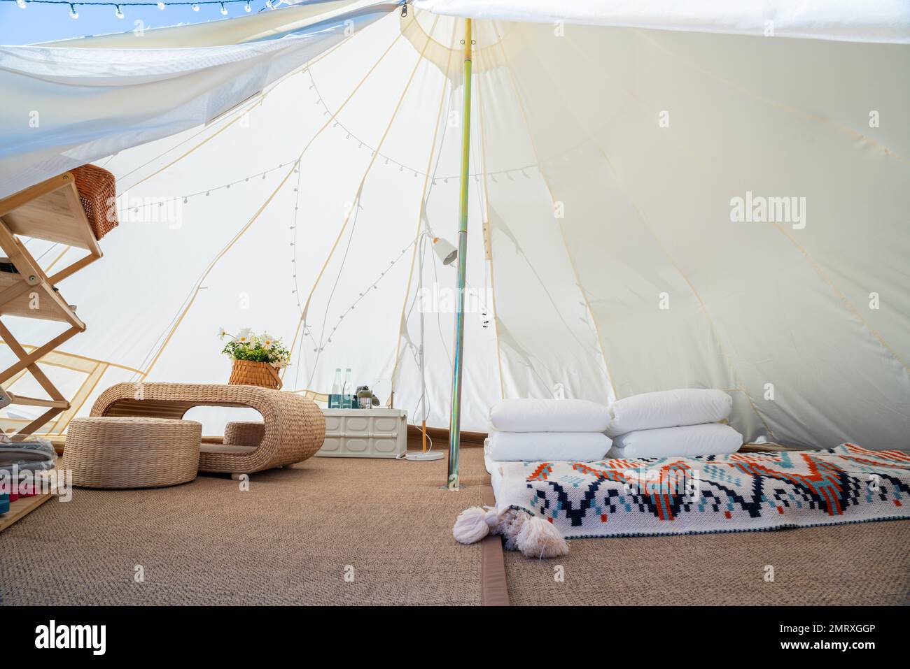 The inside of the camping tents Stock Photo - Alamy