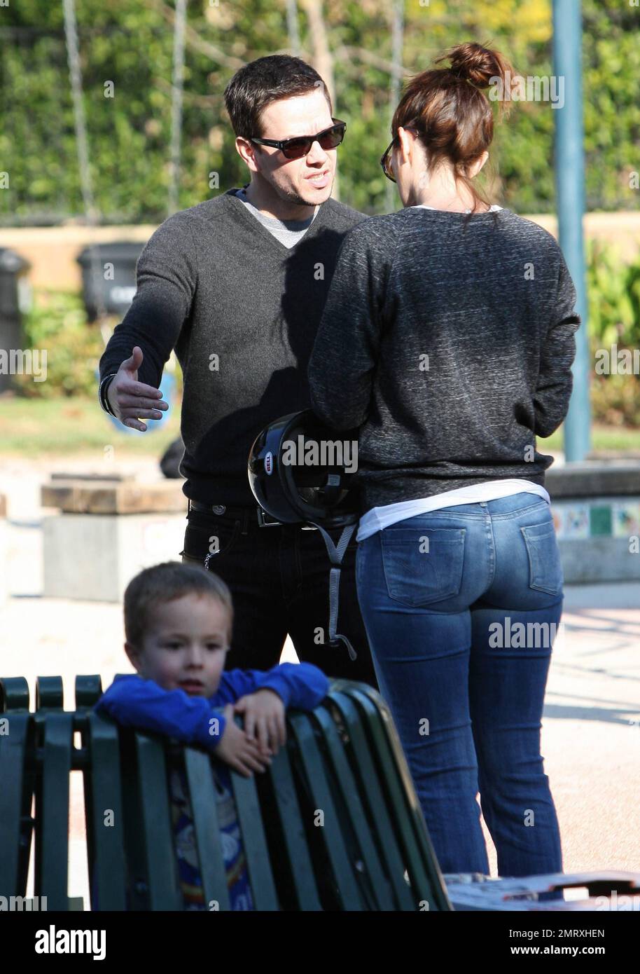 Mark Wahlberg and family spend a day together at a local park in ...
