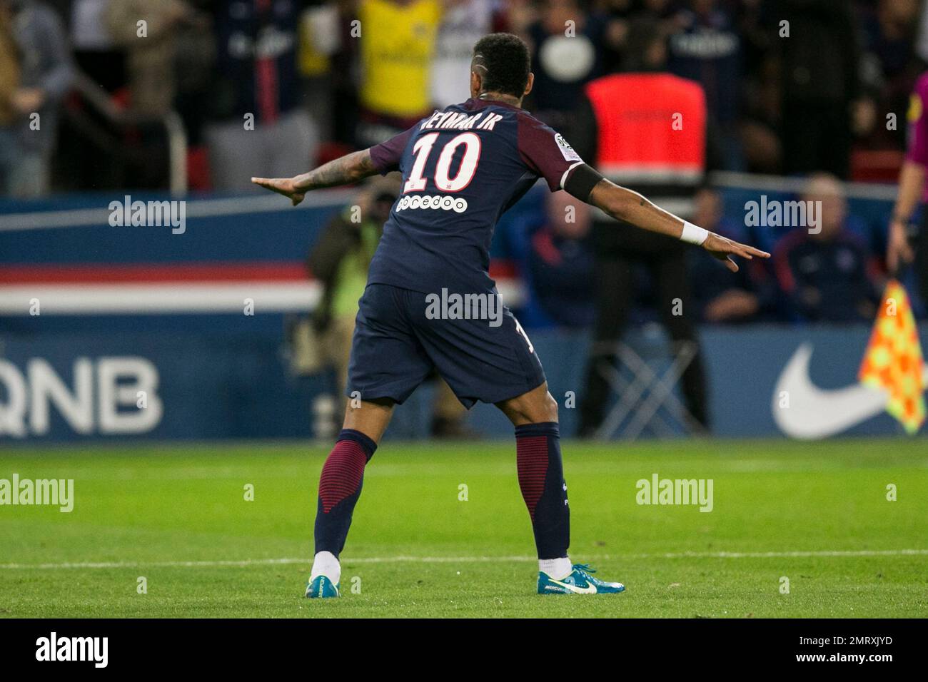 PSG's Neymar celebrates after scoring against Toulouse during the ...